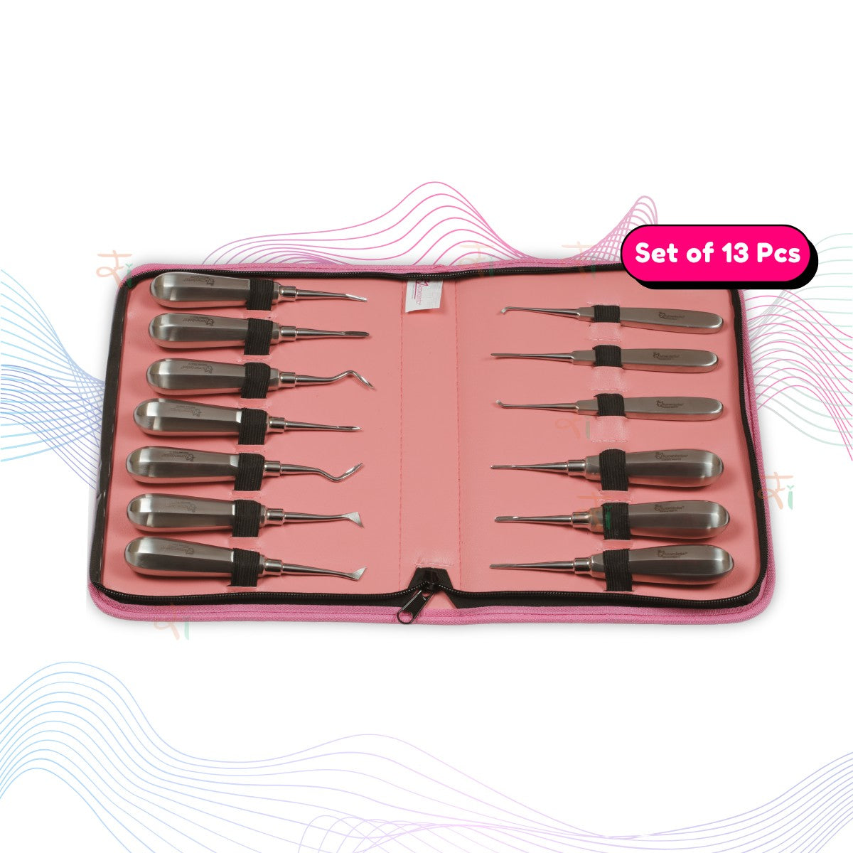 Root Elevators with Warwick James (Non-Magnetic Handle) Set Of 13 Pcs – DentalMall
